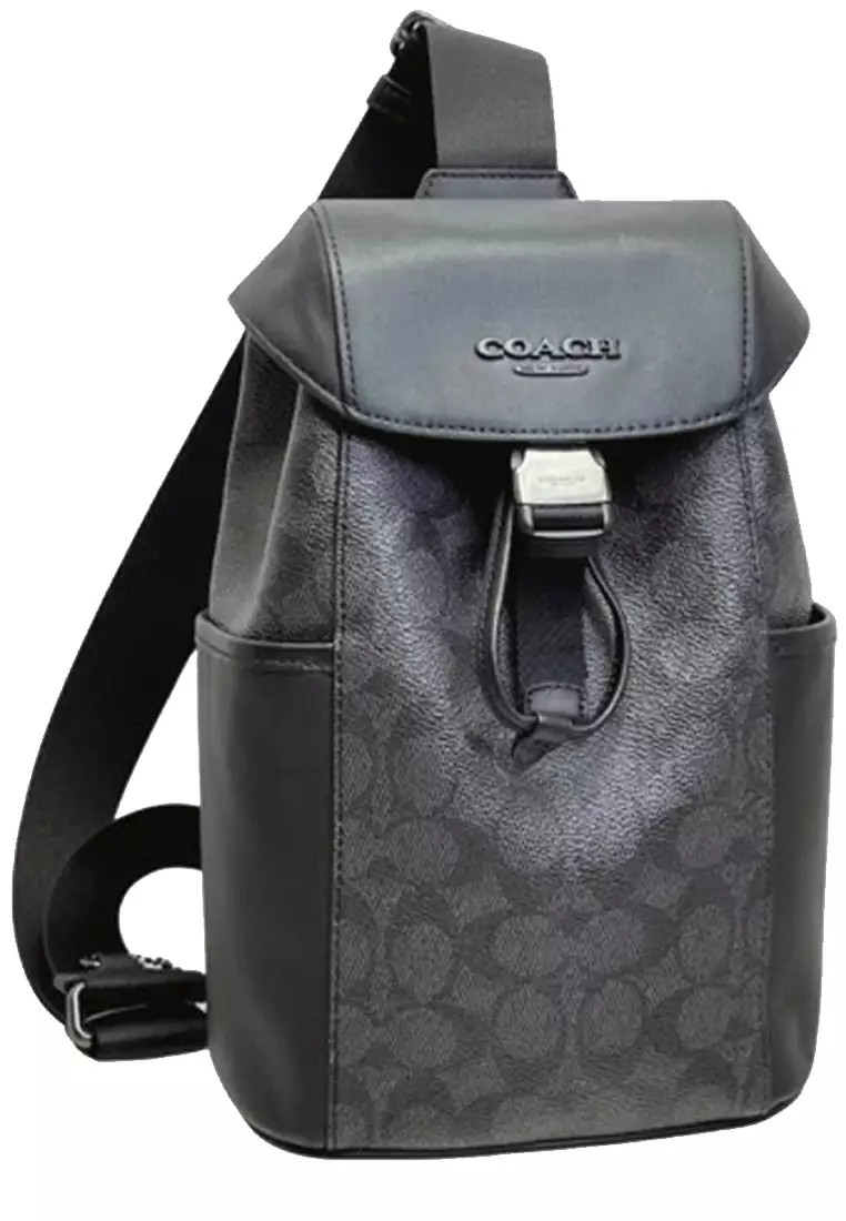 Buy Coach Racer Pack Bag In Signature in Charcoal/ Black CT712 Online ...