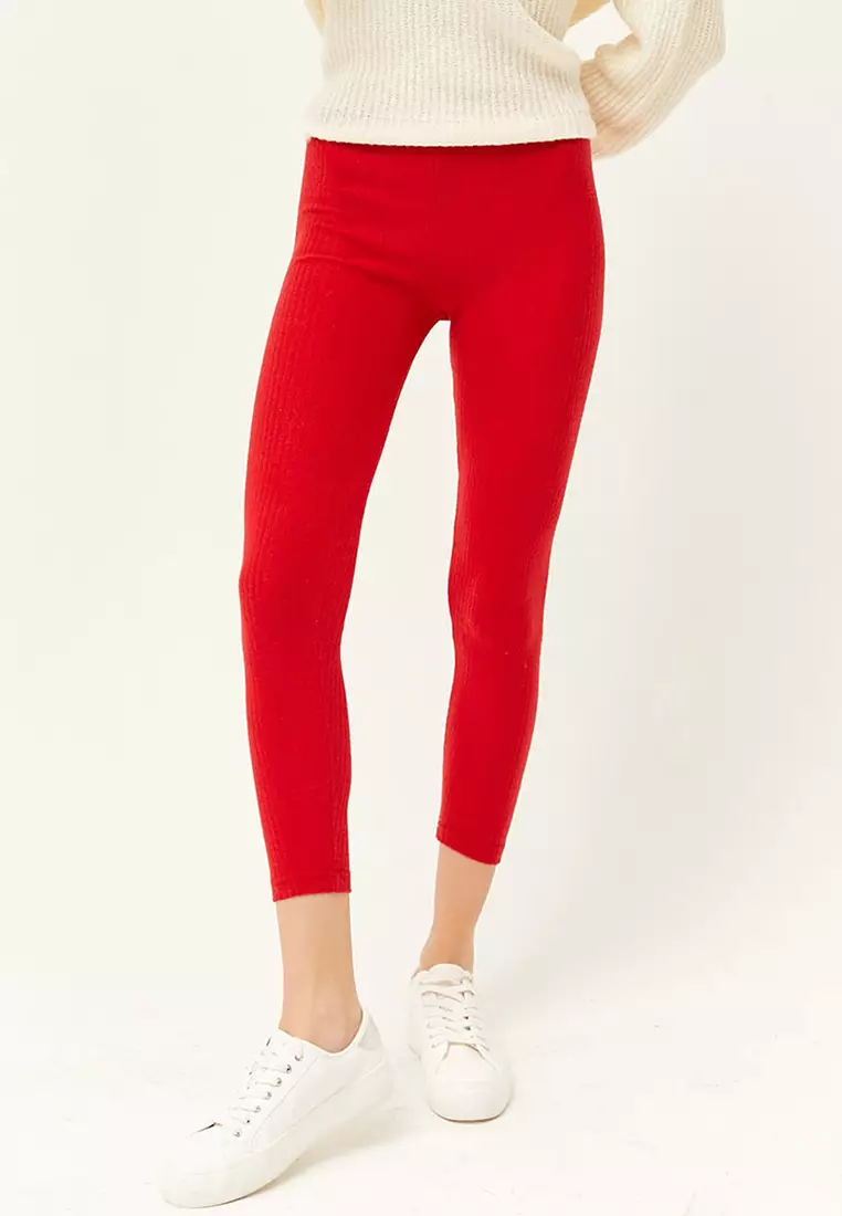 Buy Olalook Thick Ribbed Raspberry Leggings Online | ZALORA Malaysia