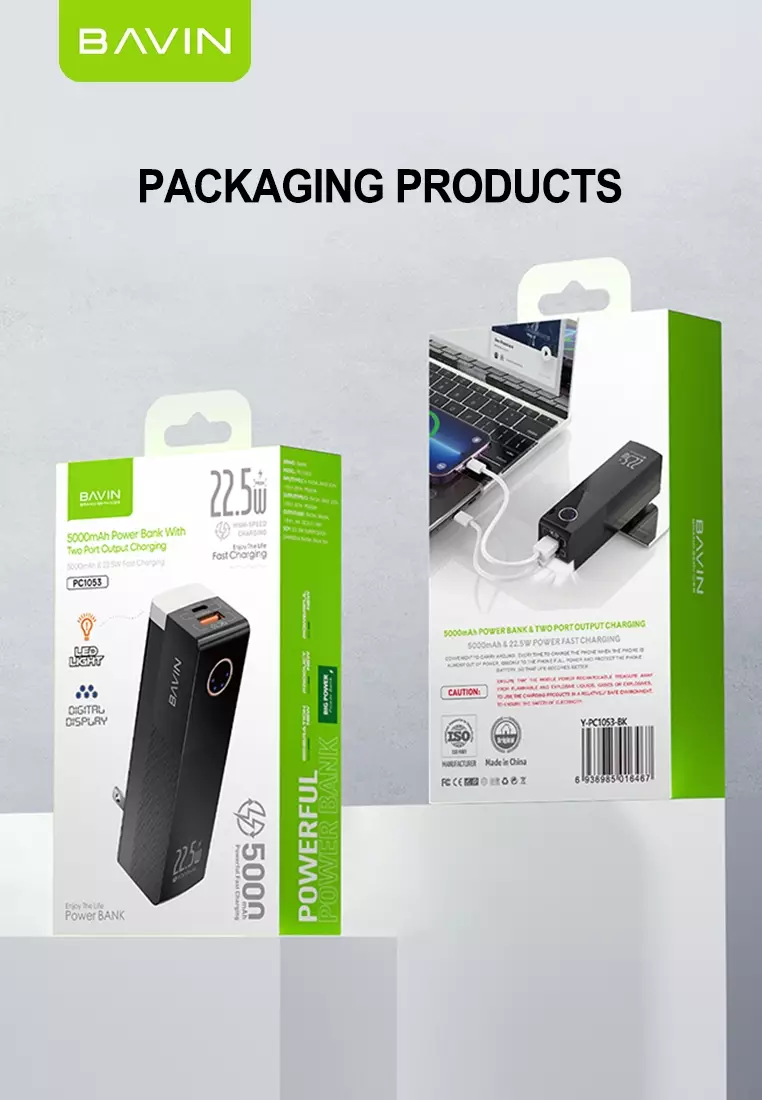 Buy BAVIN Bavin PC1053 5000mAh Portable Fast Charger Power Bank w/ 20W USB-C Input Output 22.5W ...
