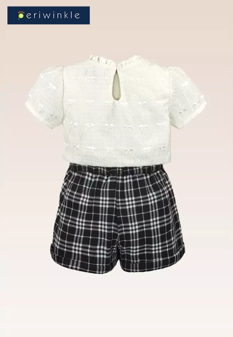 Buy PERIWINKLE Nallah Girls Two-Piece Top and Checked Short Set 2025 ...