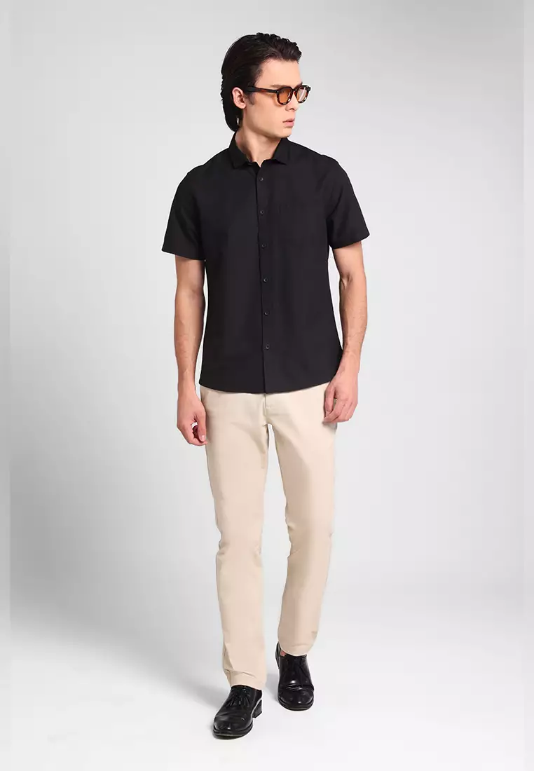 Jual Manzone Manzone Kemeja Lengan Pendek KOBE- BLACK Original 2025 ...