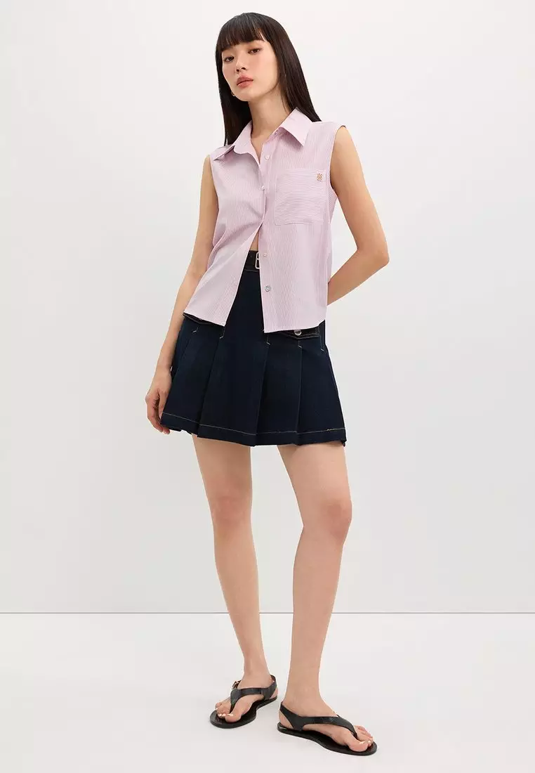 Pomelo Sleeveless Striped Shirt - Light Pink 2026 | Buy Pomelo Online ...