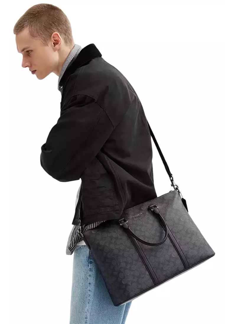 Buy Coach Caleb Work Bag In Signature Canvas - Charcoal/ Black CY770 ...