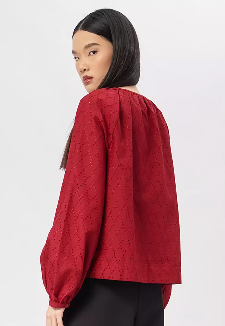 Jual Executive Puff Sleeves Eyelet Blouse Original 2025 | ZALORA Indonesia