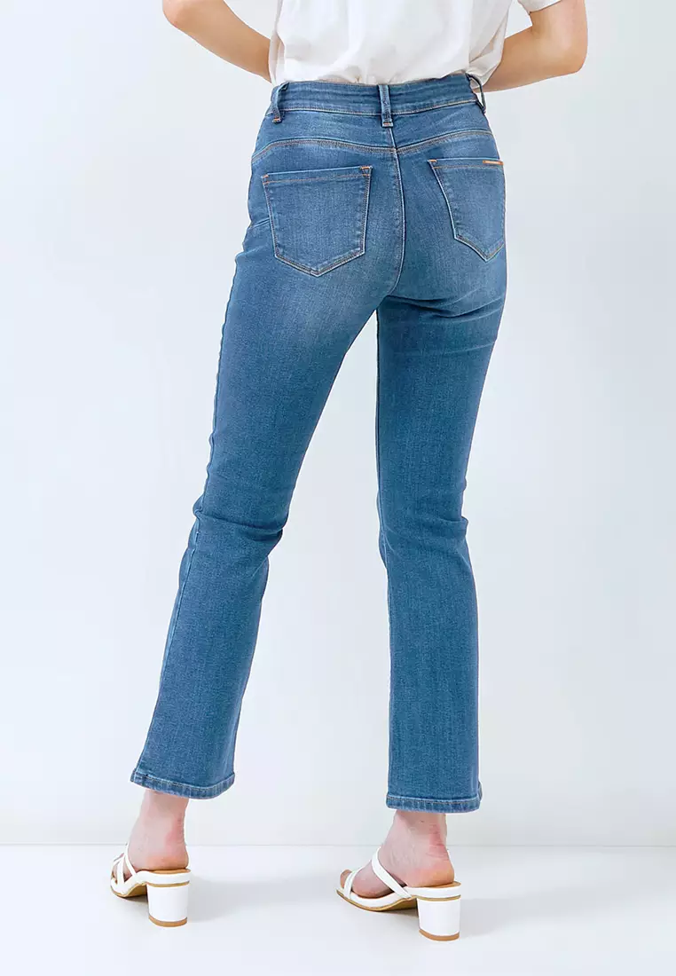 Jual C2 Outfitters C2 Vloopy Blue Dual Push Bootcut Highwaist Jeans ...