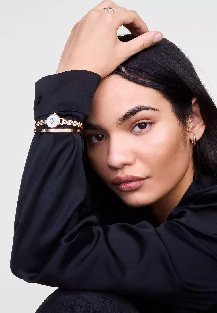 Buy Daniel Wellington Petite Mini Arch 3-Link White Rose Gold Women ...