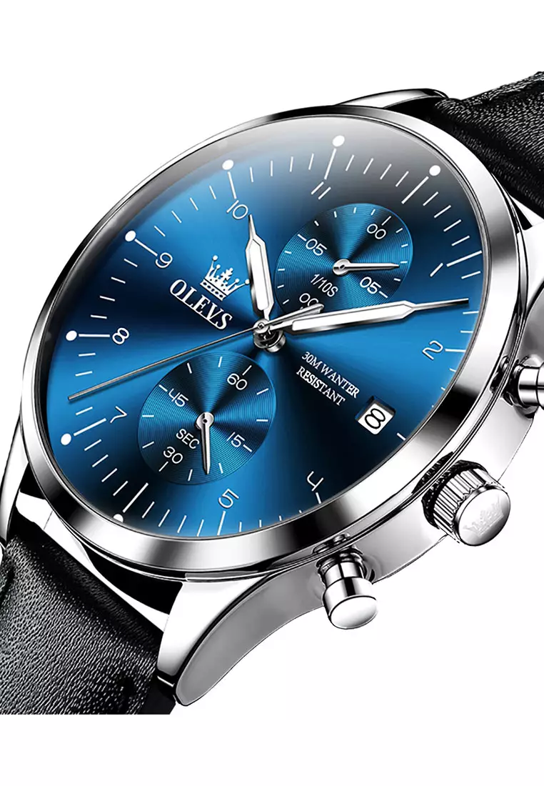 OLEVS Mavis Classic Chronograph Leather Men Wrist Watch 2025 | Buy ...