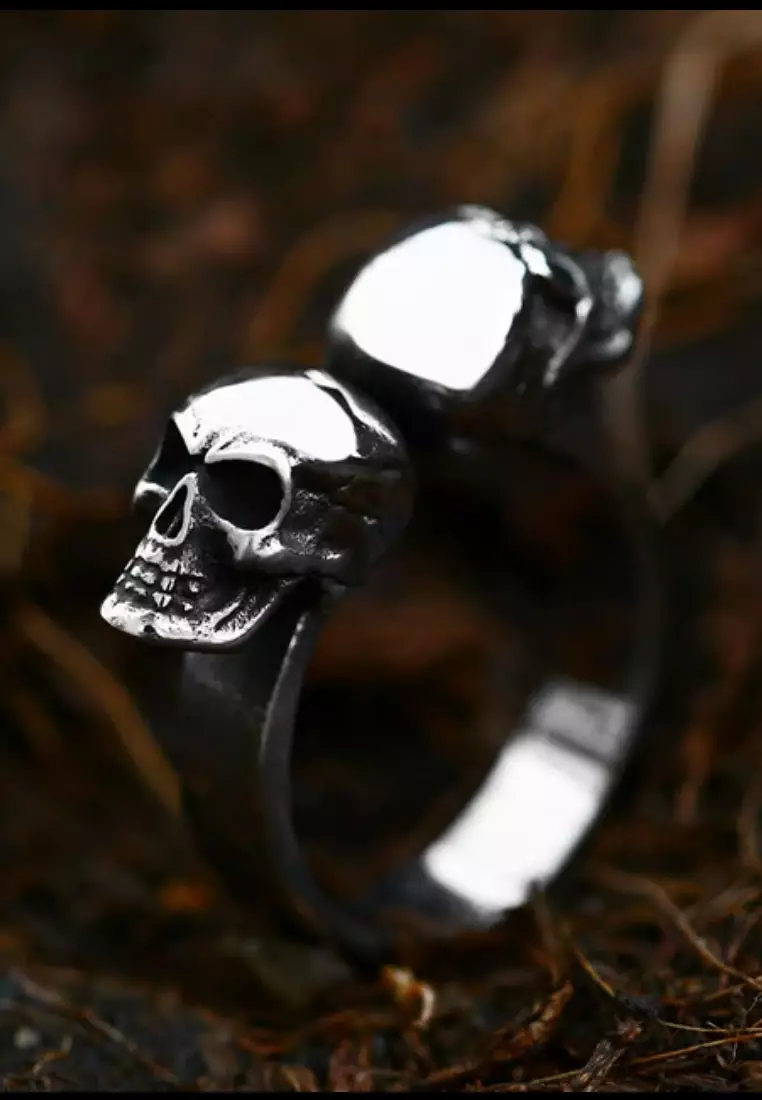 Jual San Marco Accessories Pria Double Skull Faces Premium Stainless ...