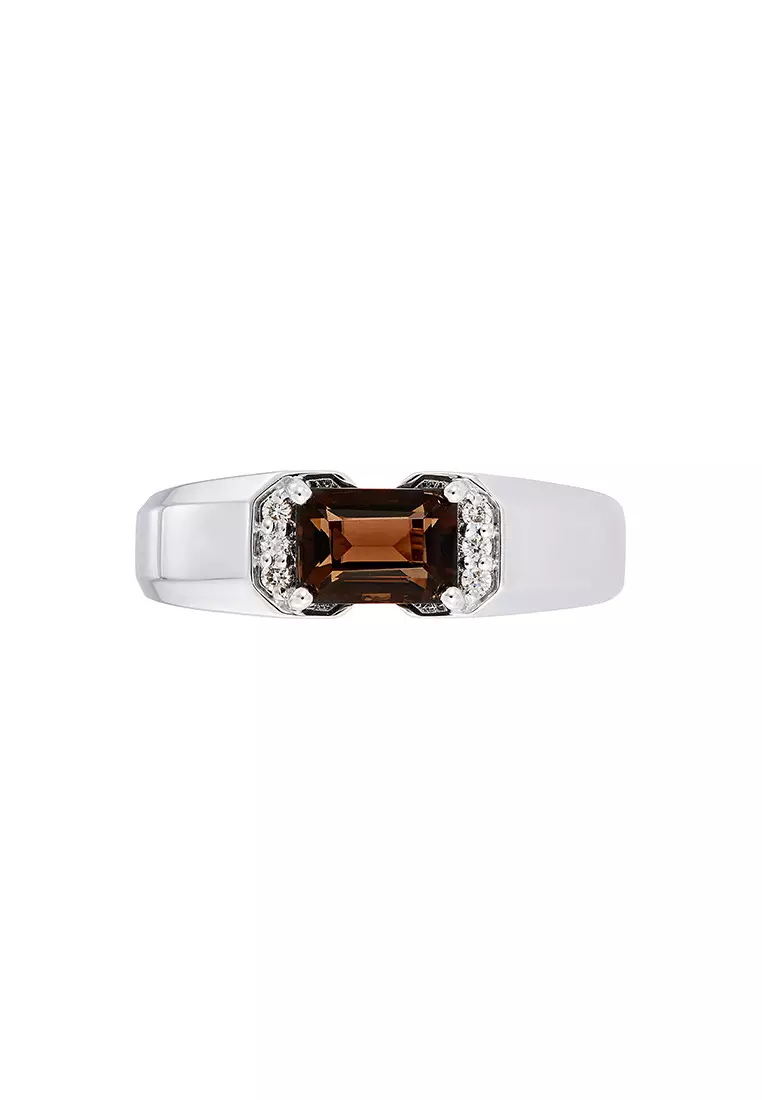 Buy HABIB HABIB Quartz and Diamond Men's Ring in 925 Silver Palladium ...