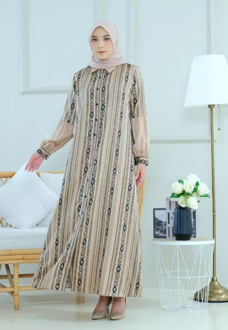 Jual Brilliant Girl Gamis Etnik Armany Silk Lengan Balon Mosleem Long ...