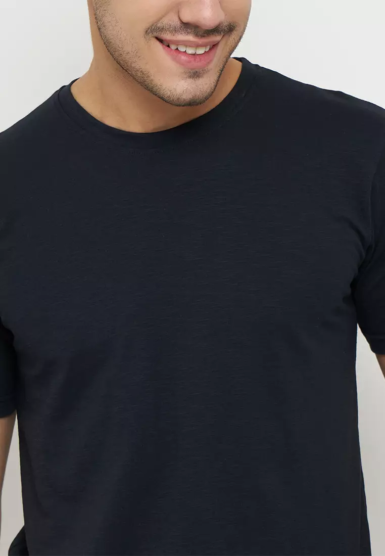 Jual BASIC ONE Basic One Tshirt Men Plain 2 Black Original 2024 ...