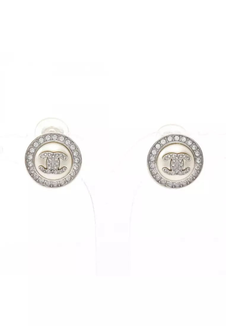 Buy Chanel Pre-Loved Chanel coco mark earrings Fake pearl Rhinestone ...