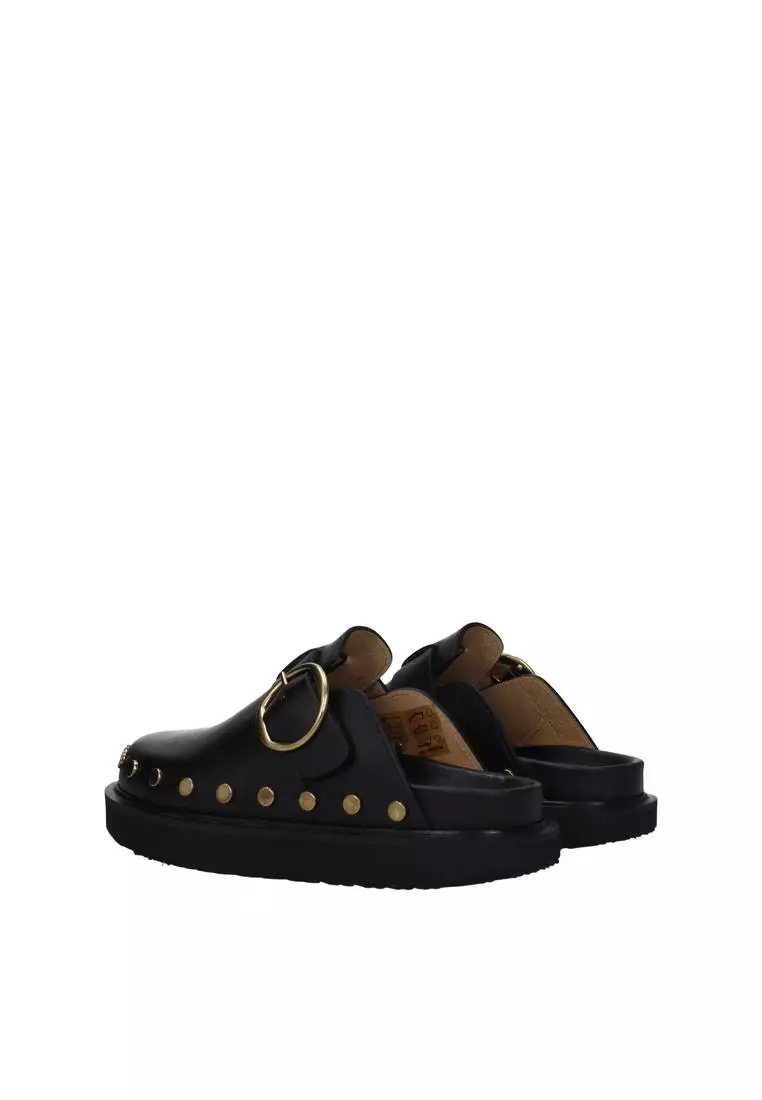 Buy Isabel Marant Leather Studded Vintage Slippers with 2025 Online ...
