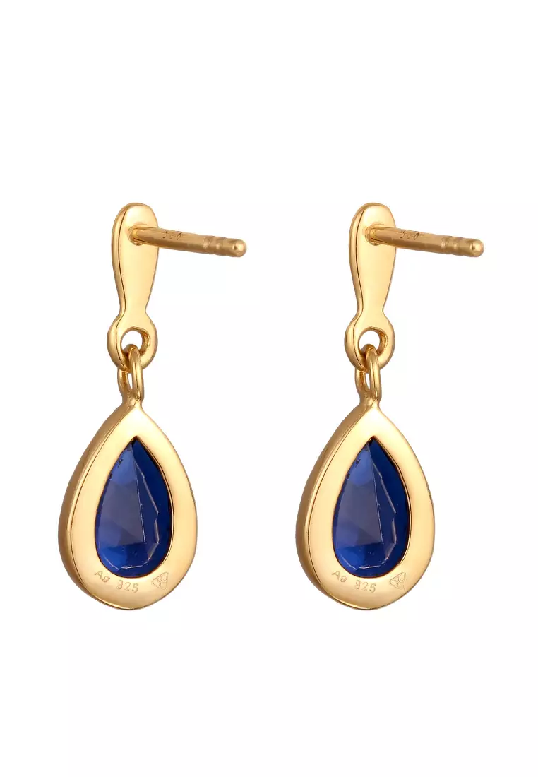 Buy ELLI GERMANY Blue Sapphire Teardrop Earrings – Gold-Plated Silver ...