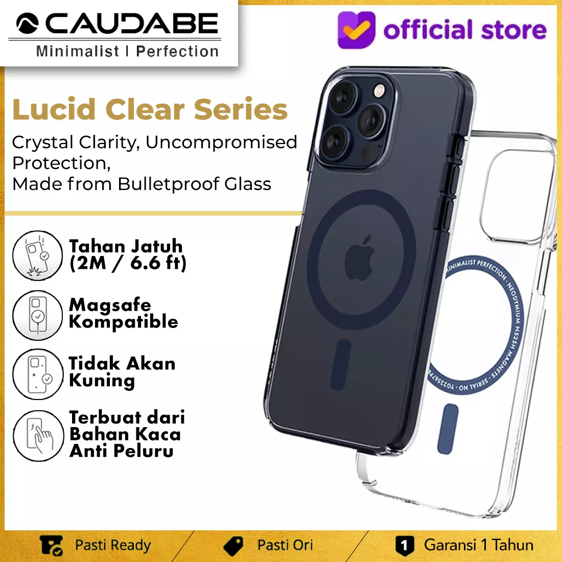 Jual Caudabe Caudabe Lucid Clear Case iPhone 15 Pro Max 6.7" - Magsafe ...