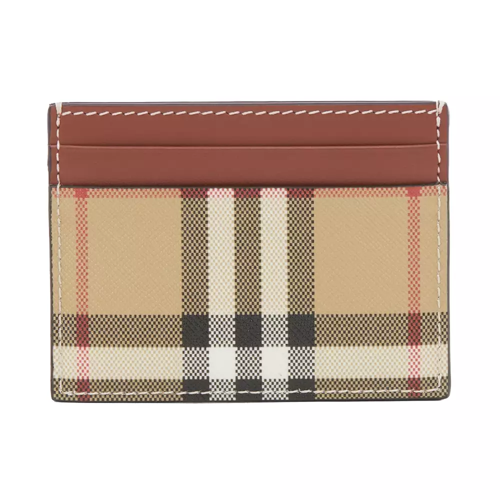 Jual Burberry Burberry Check and Leather Card Holder Archive Beige/Tan ...