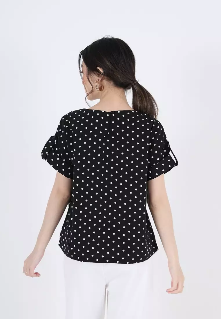 Jual Sorabel Sorabel - Keilla Polkadot Basic Blouse Black Original 2024 ...