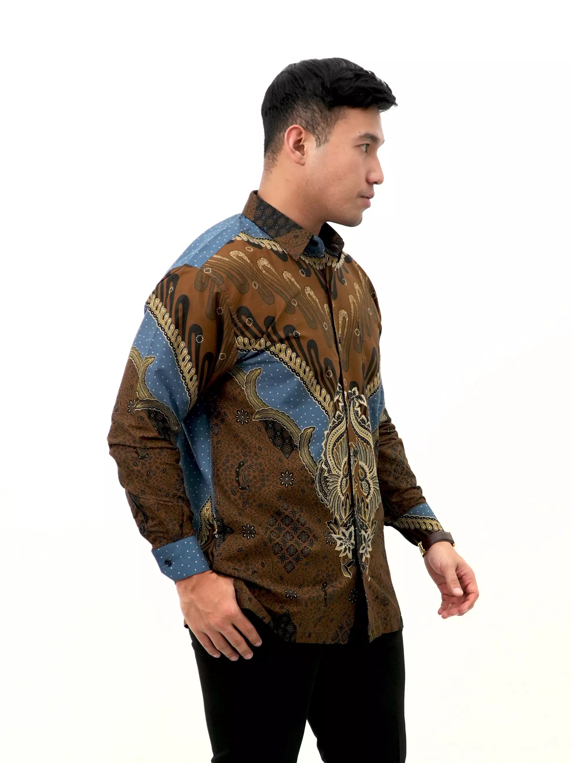 Jual Andre Michel Kemeja Batik Lengan Panjang Cokelat Biru 16809 ...