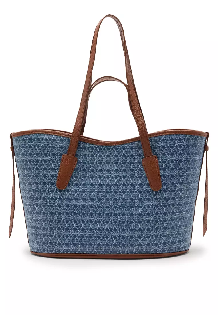 Buy Coccinelle Never Without Bag Denim Coated Monogram Medium Tote Bag ...