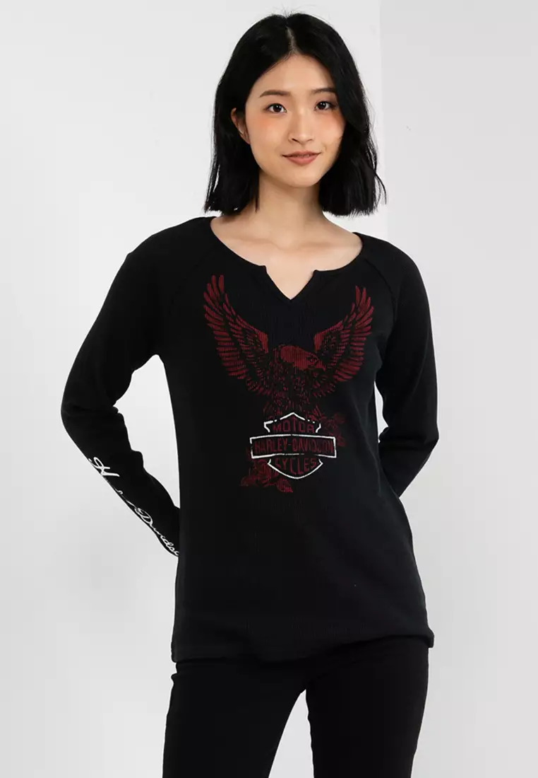 Jual Harley Davidson Flying Eagle Long Sleeves Thermal Knit Tee Original 2025 | ZALORA Indonesia