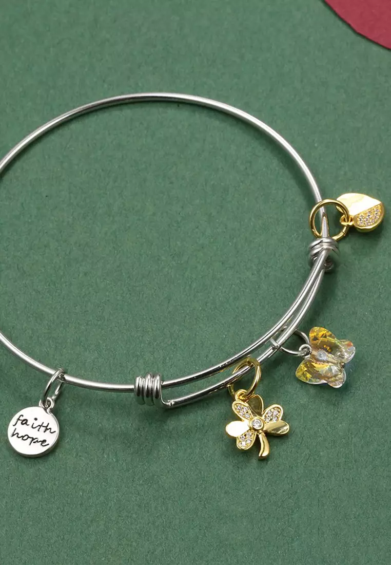 Buy Krystal Couture Inspiring Adjustable Charm Bangle Embellished With ...