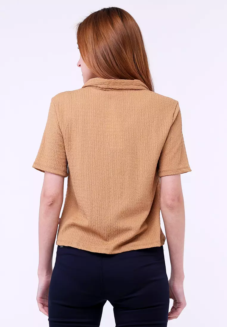 Buy Redgirl Short Sleeves With Collar Blouse 2024 Online Zalora