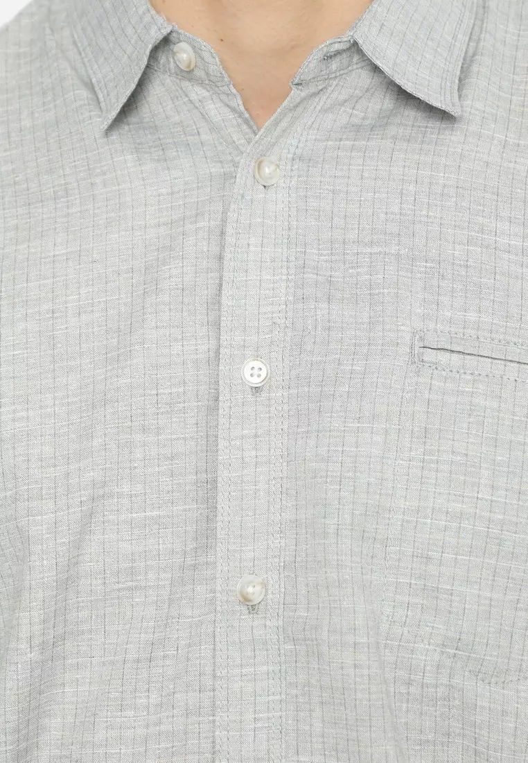 Jual Police Denim POLICE Kemeja Polos Cotton Grey Regular Fit Pria ...