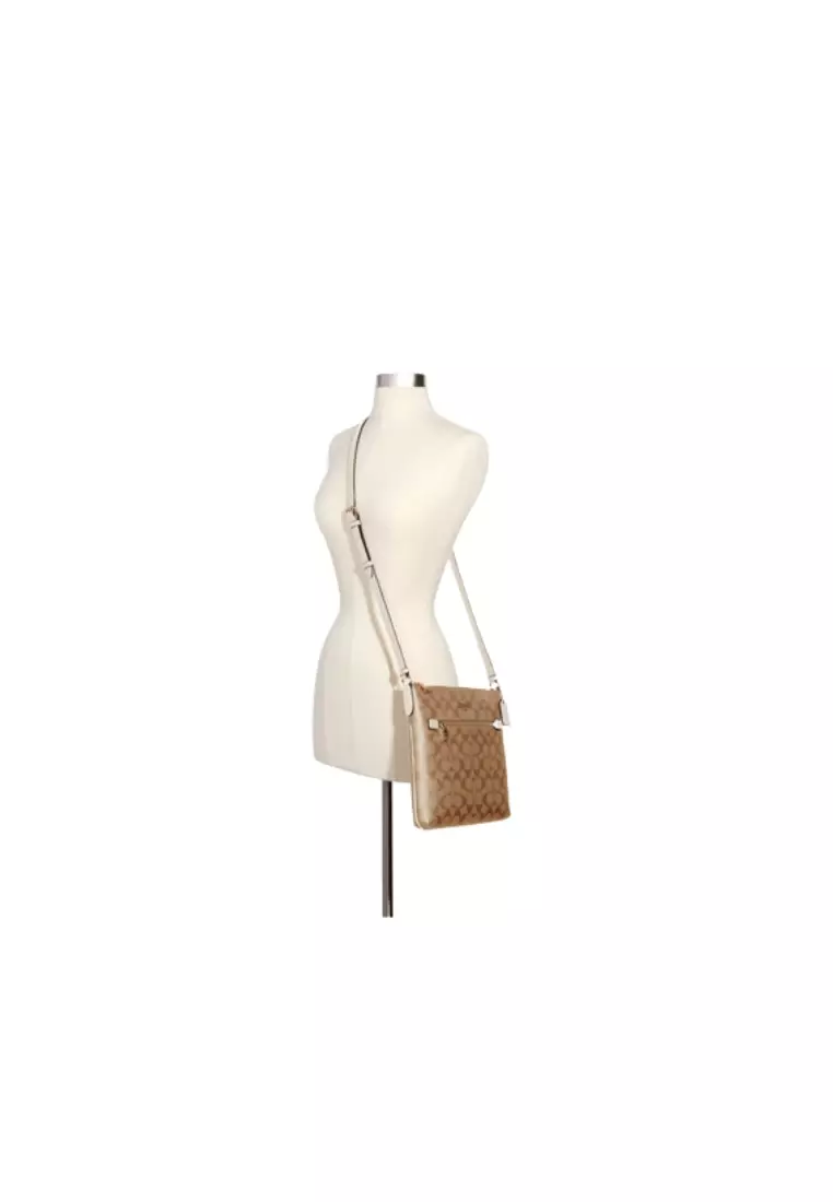 線上選購 Coach Coach Signature Rowan File C1554 Crossbody Bag In Khaki ...