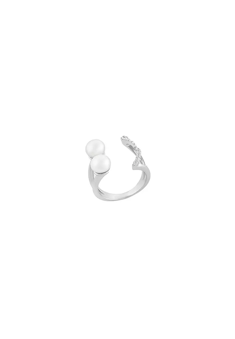 Buy Foundry Sterling Silver Smiley Open Pearl Ring 2025 Online | ZALORA Philippines