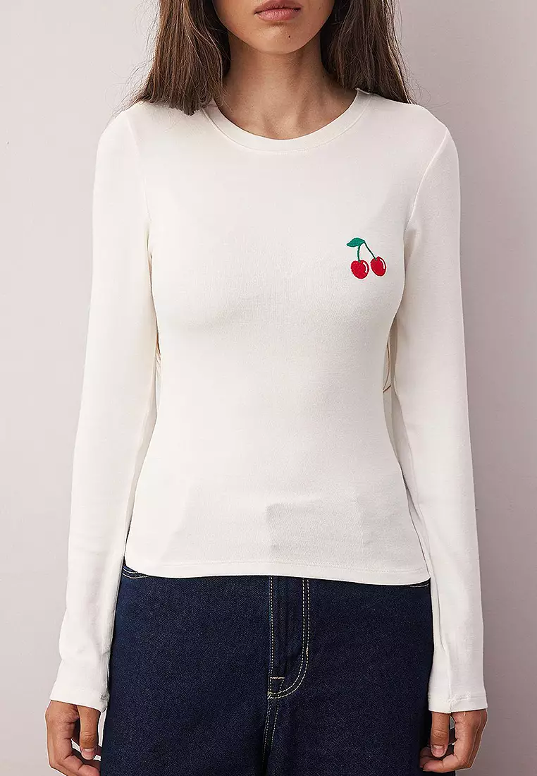 Buy Trendyol Cherry Embroidered Knit Top 2026 Online | ZALORA