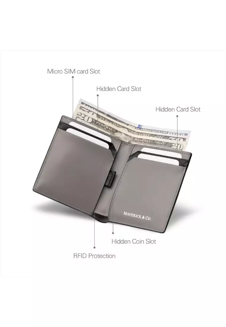 Buy Maverick & Co. Cosmopolitan Pocket Leather Wallet (Black & Grey ...