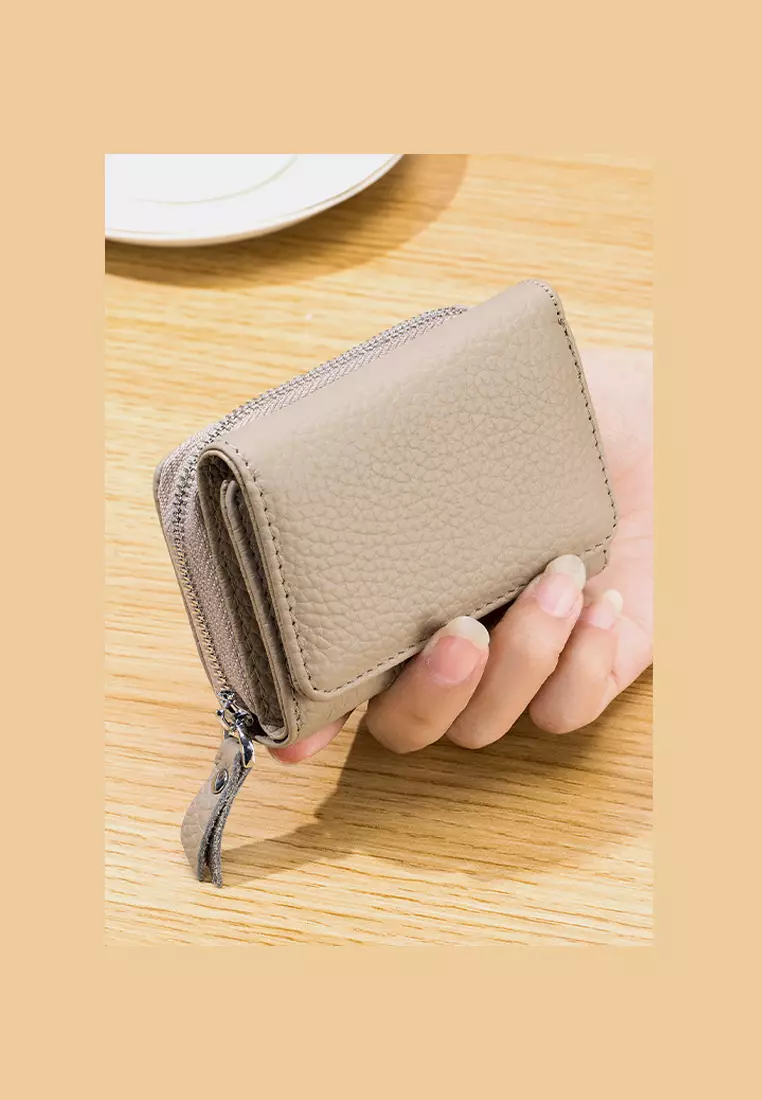Buy HAPPY FRIDAYS Full Grain Leather RFID Security Trifold Purse JW AN ...