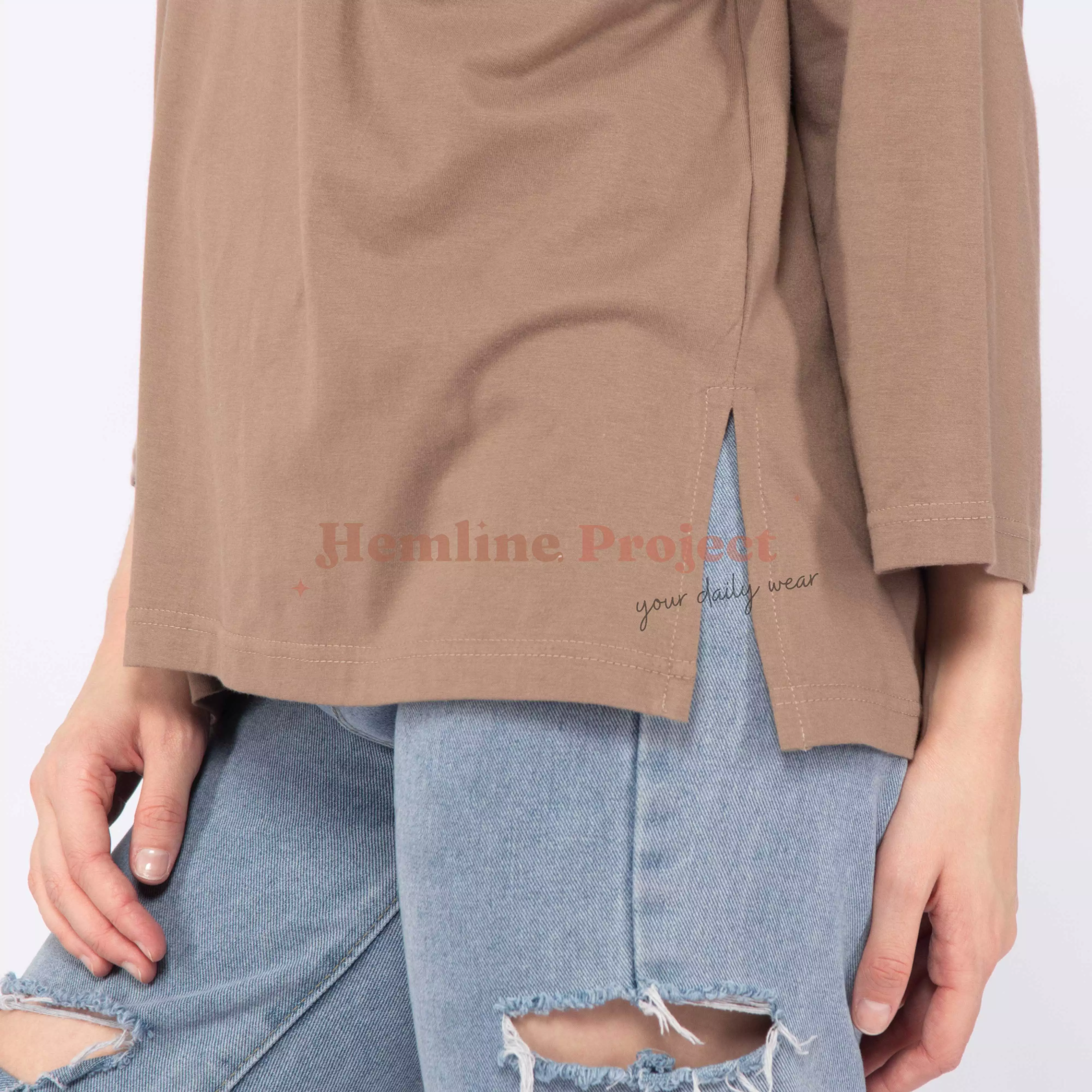 Jual Hemline Project Haura Maple Brown - Oversized Plain Top Original 2024 | ZALORA Indonesia