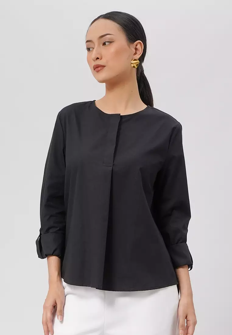 Jual Executive Round Neck Long Sleeve Blouse Original 2025 | ZALORA Indonesia