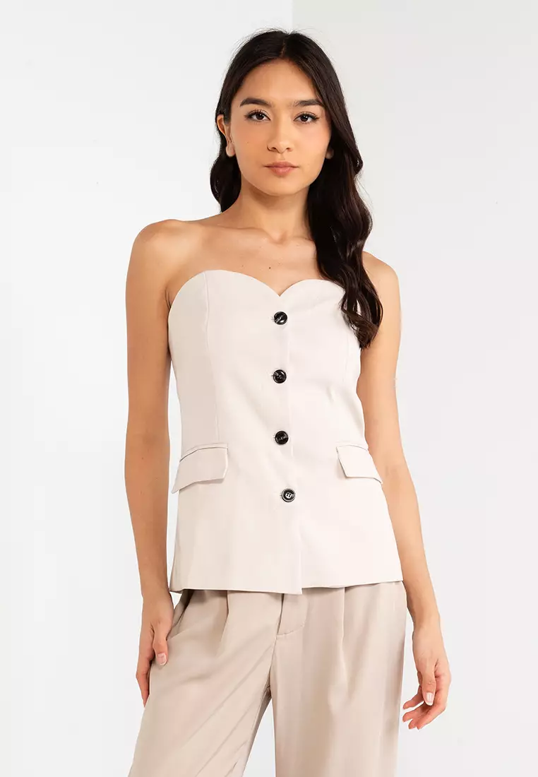Buy KNUE Button Up Corset Top 2025 Online | ZALORA