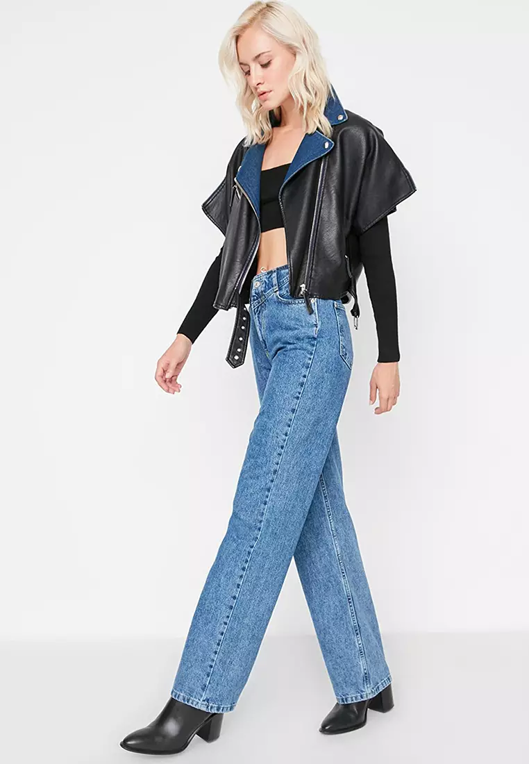 Buy Trendyol Waist Detail High Waist 90's Wide Legs Jeans 2025 Online ...