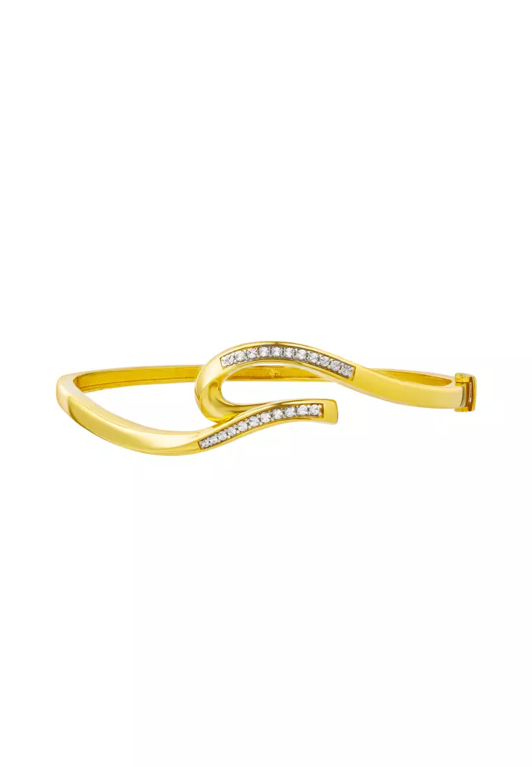 Buy TOMEI TOMEI Diamond Cut Collection U-shaped Art Bangle, Yellow Gold ...