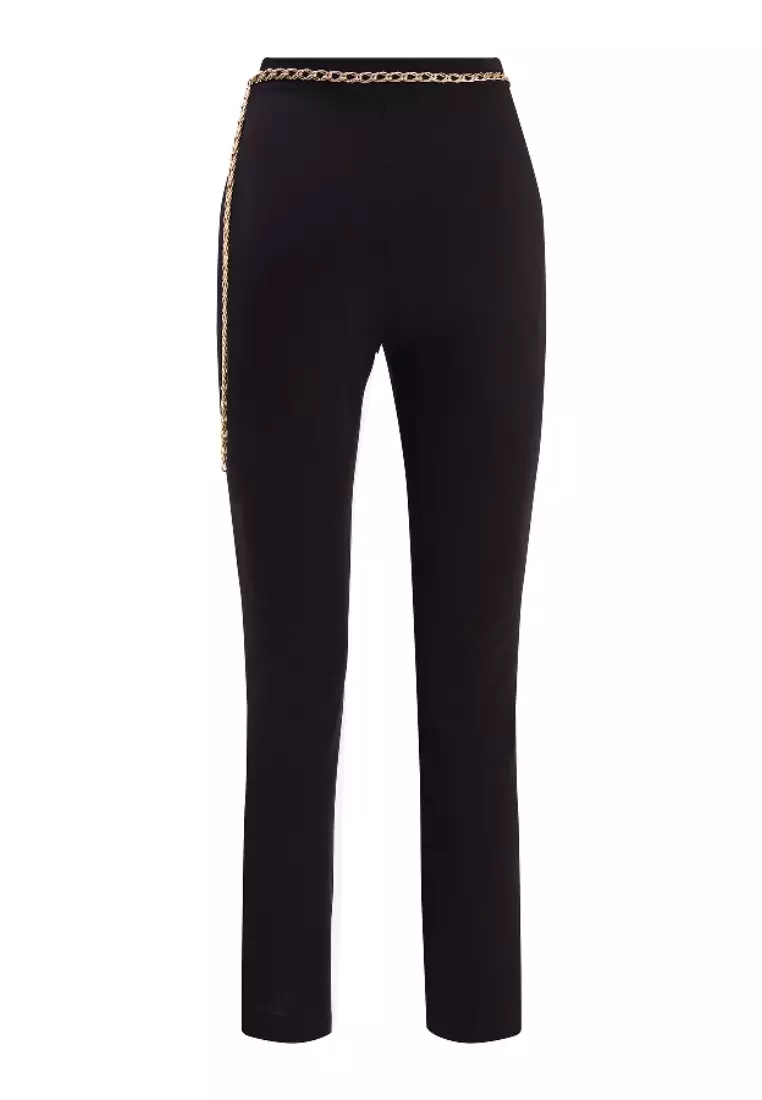 Buy EXQUISE EXQUISE Slim Fit Pants with Gold Accessories-BLACK 2025 ...