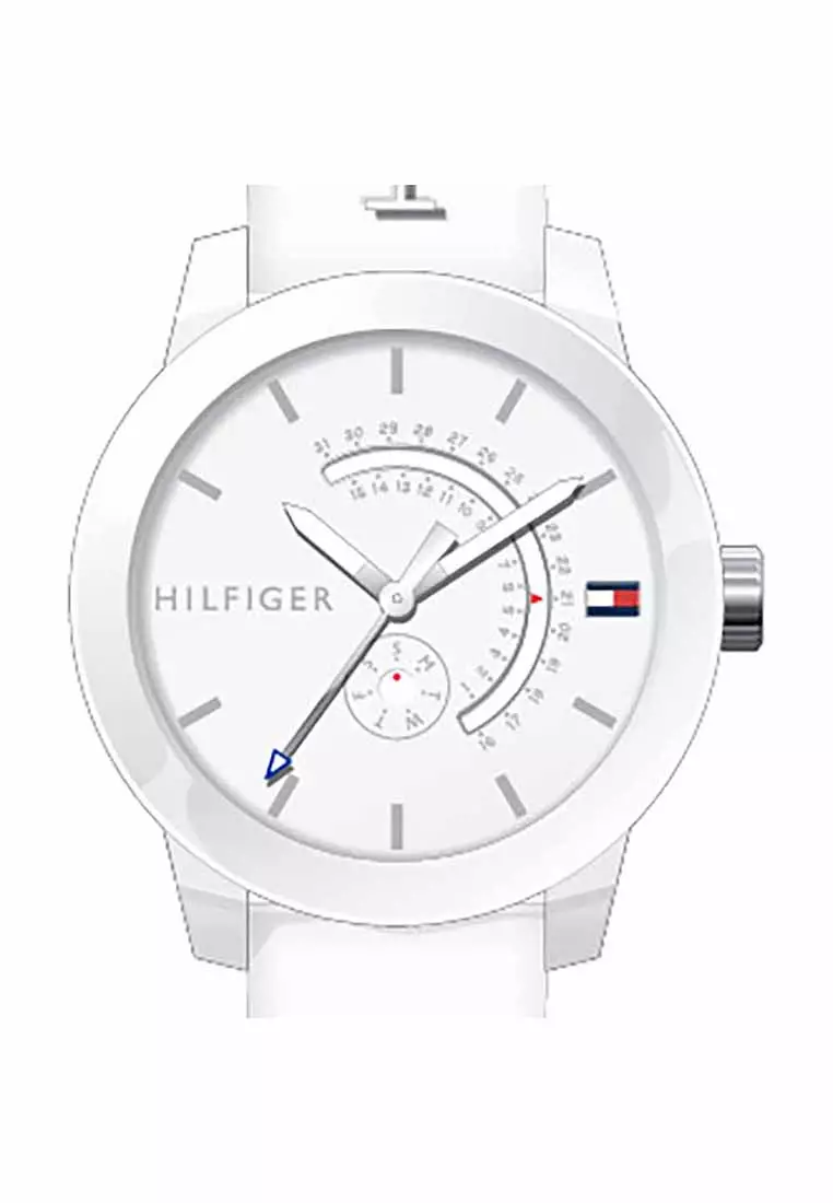 Buy Tommy Hilfiger Denim Men's Watch White Silicone Strap - White Dial ...