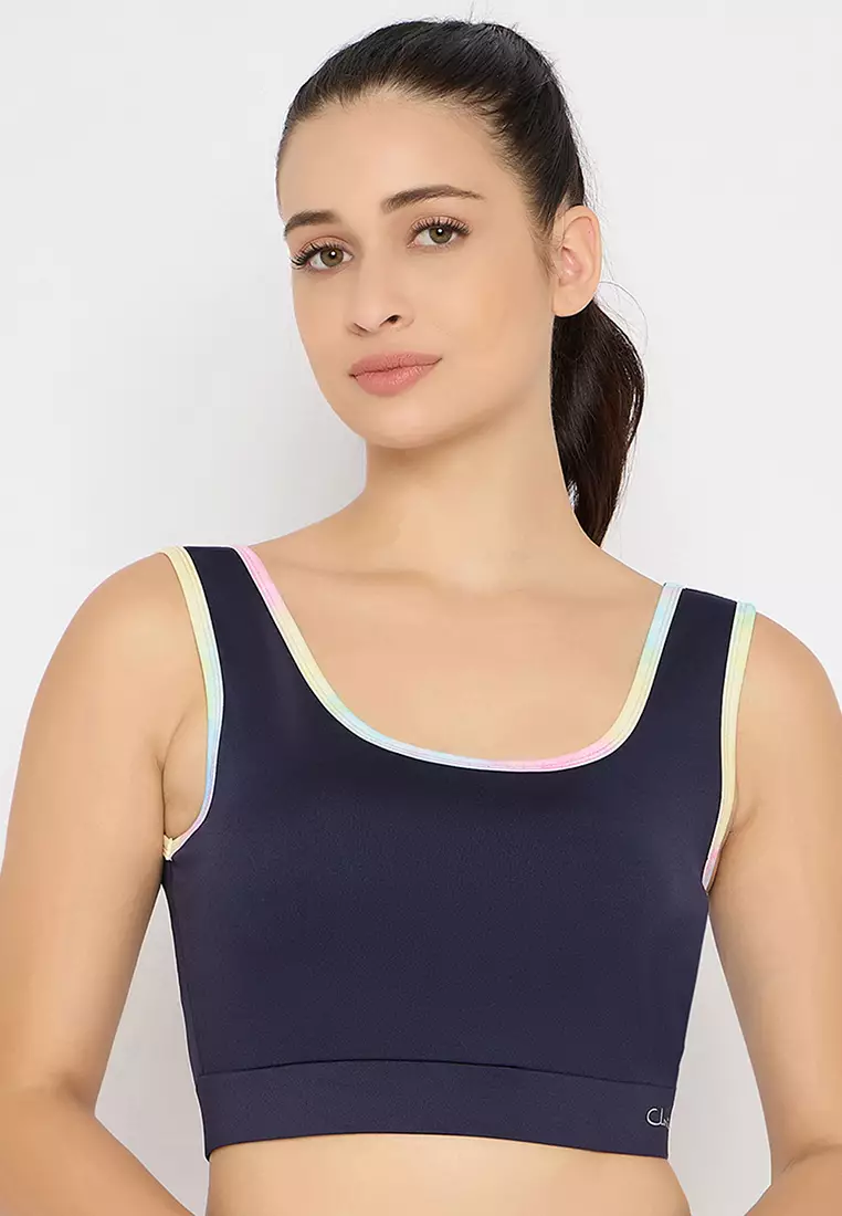 網上選購 Clovia Clovia Medium Impact Sports Bra in Navy with Removable Cups ...