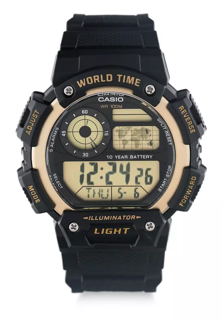 Jual CASIO Casio Jam Tangan Pria - Black Gold - Resin - AE-1400WH-9AVDF ...