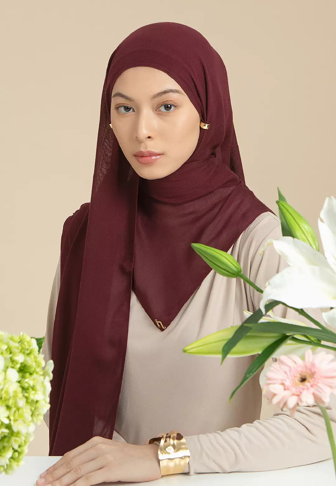 Jual HijabChic HijabChic Safara Deep Maroon Viscose Pashmina - Pashmina Viscose Shawl Premium ...