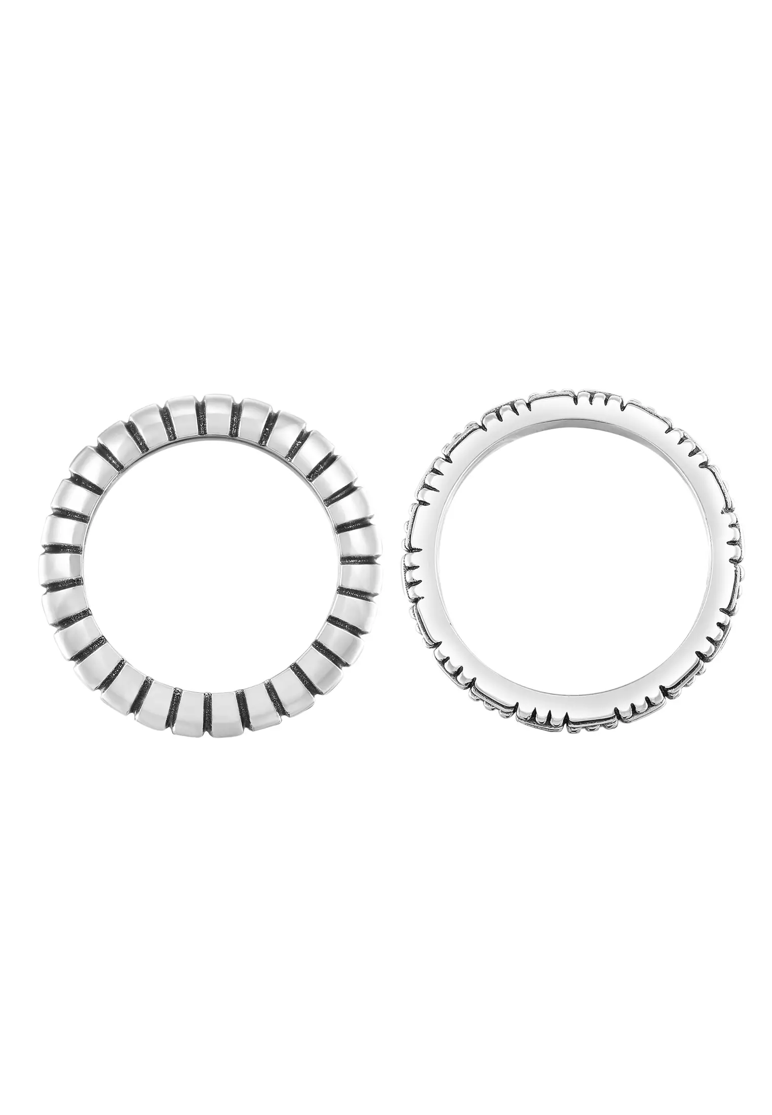 Buy Kuzzoi Men's Silver Weave and Ribbed Band Ring Set – Oxidised 2026 ...