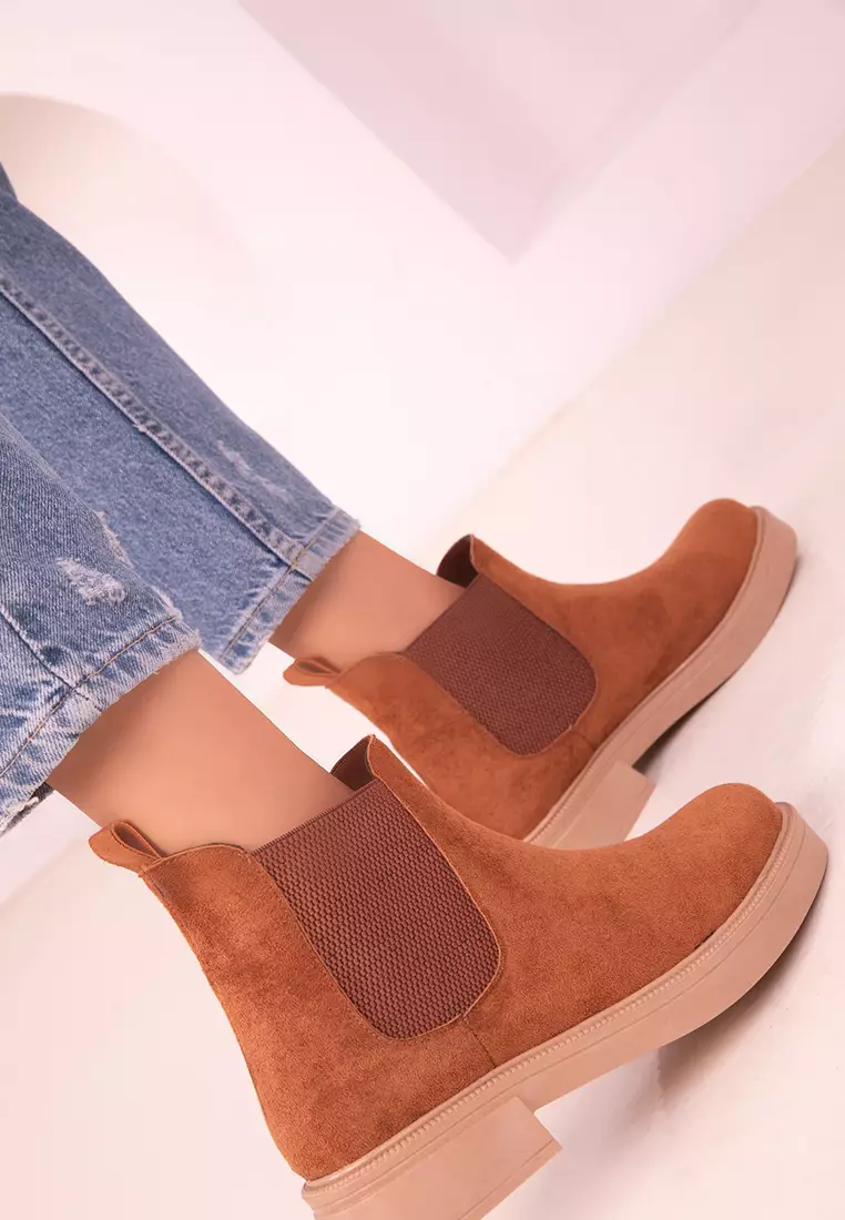 Buy Soho Tan Suede Boots Online Zalora Malaysia