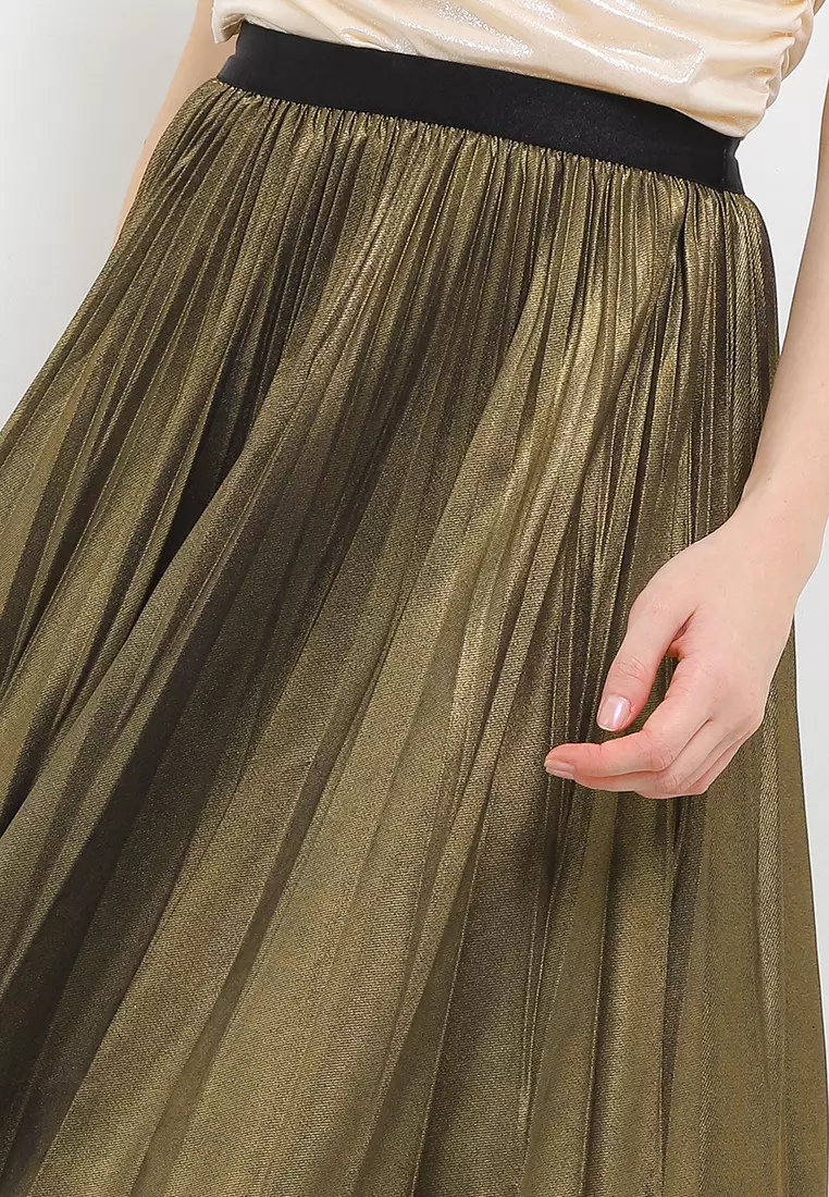 Jual Icons Metallic Midi Pleats Skirt Original 2024 | ZALORA Indonesia