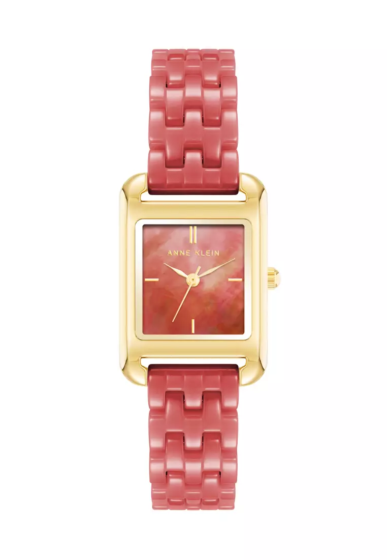 Buy Anne Klein Anne Klein AK5022GPRD0000 Gold Rectangle Watch with Red ...