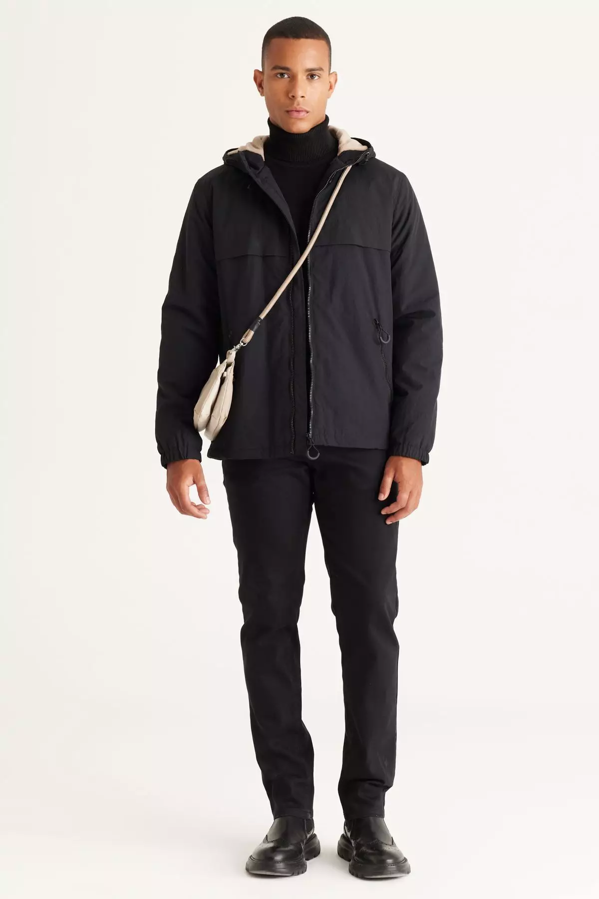 Jual Altinyildiz Mens Black Normal Fit Hooded Side Pockets Coat ...