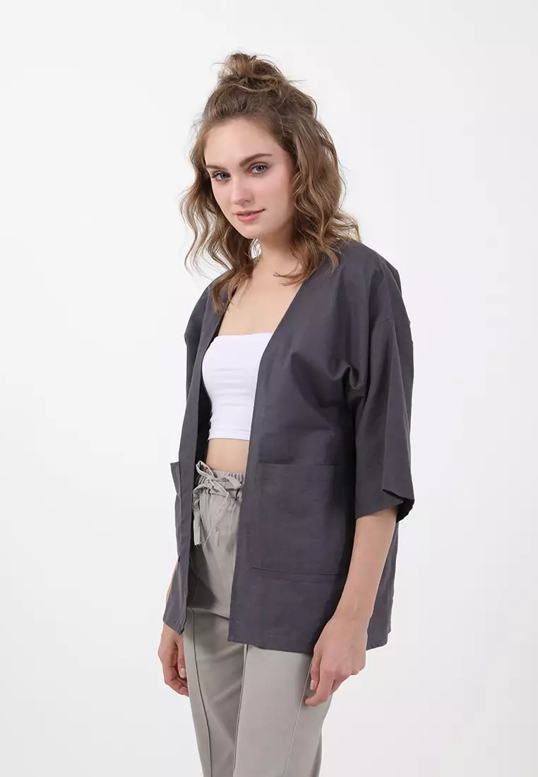 Jual Berrybenka Label Sofia Helena Basic Outer Dark Grey Original 2024 ...