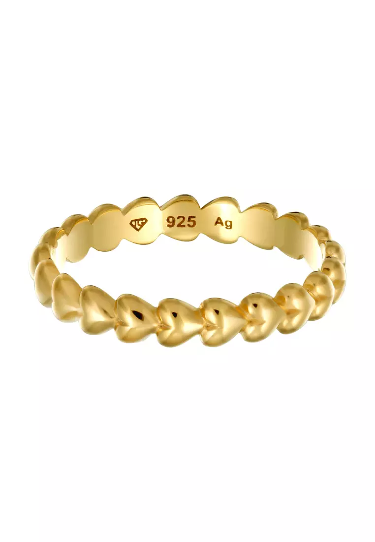 Buy ELLI GERMANY Polished Heart Band Ring – Gold-Plated Silver 2026 ...