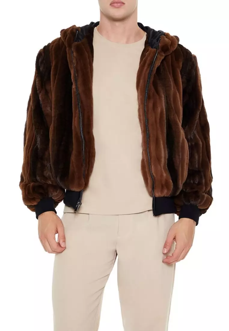 Buy FOREVER 21 Gradient Faux Fur Zip-Up Jacket 2025 Online | ZALORA ...